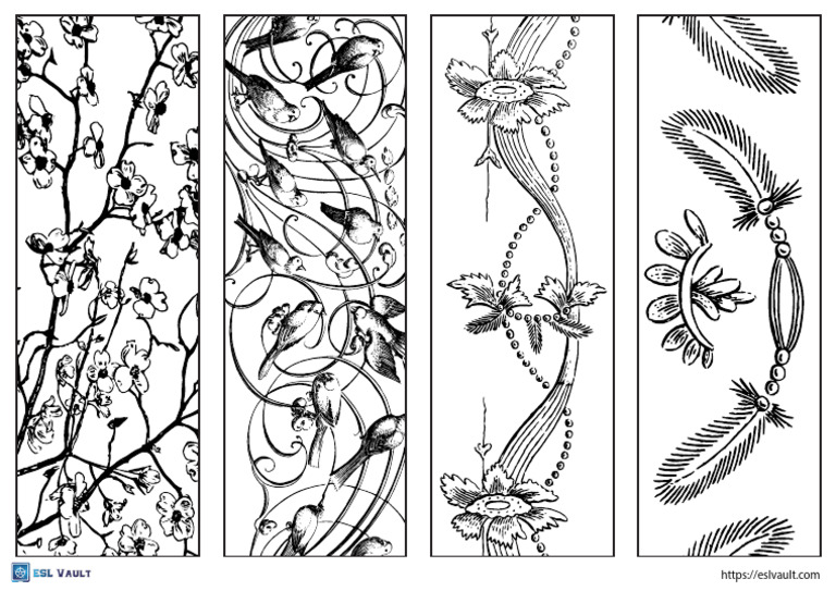 Free Printable Bookmarks To Color Decorative | PDF