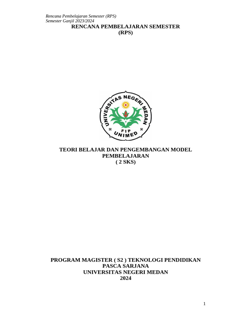 EDIT - RPS Teori Belajar Dan Pengembangan SEMESTER GANJIL 2022-2023 | PDF