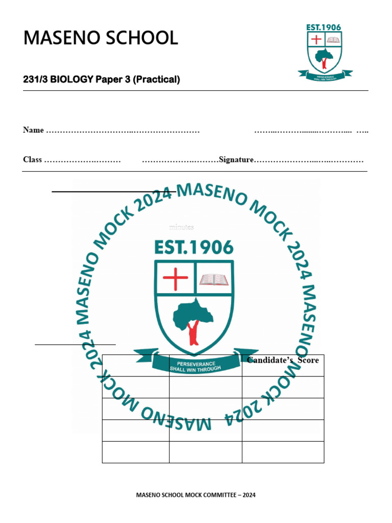Biology Paper 3 Mock 2024 | PDF