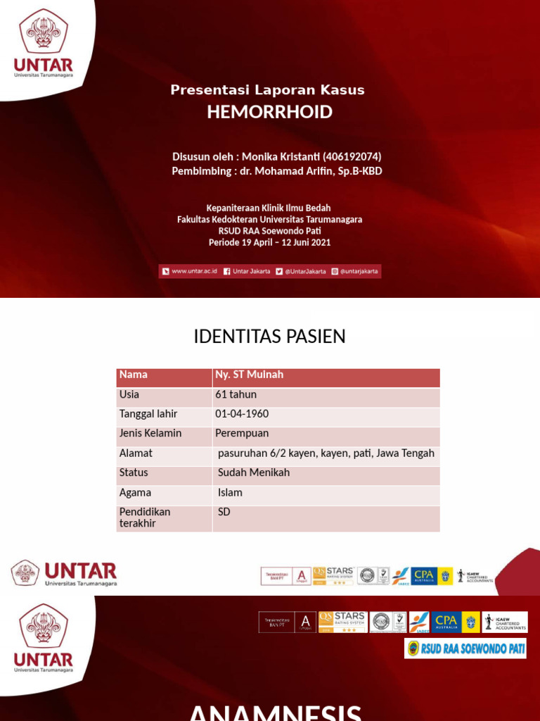 Hemorrhoid Mini CEX Bedah - Monika | PDF