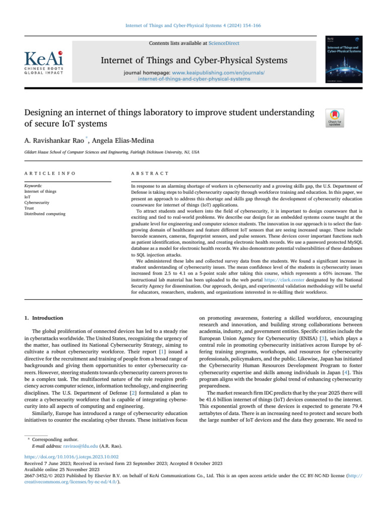 Designing An Internet of Things Laboratory To Im - 2024 - Internet of ...