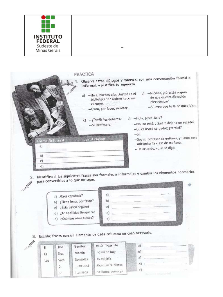 Exercício Formas de Tratamiento | PDF