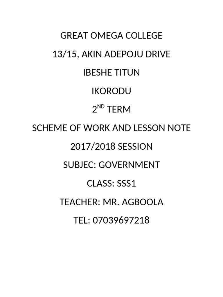 Govt SS1 2ND Term | PDF