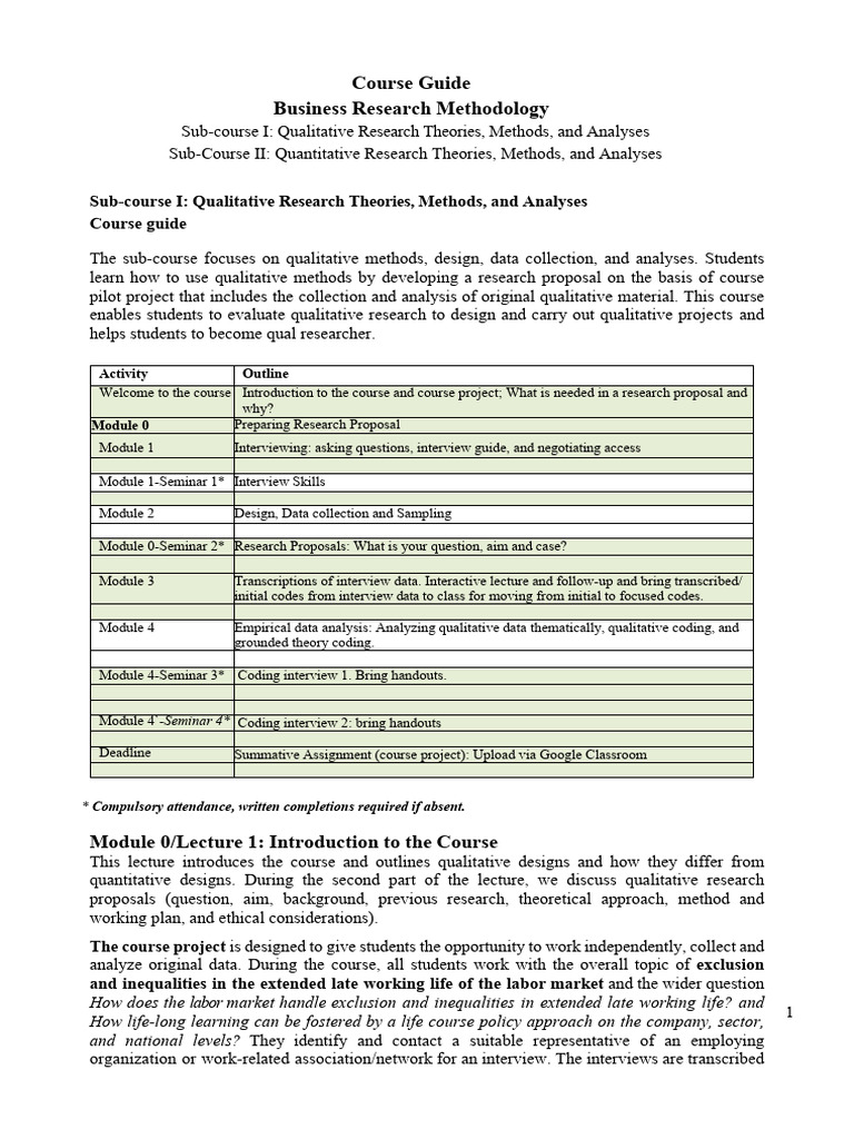 Revised June 2024-Outline-Qualitative and Quantitative Reserach ...
