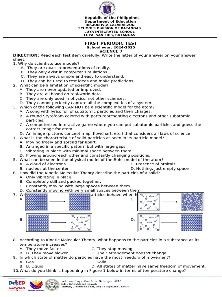 First Periodical Exam in Science 7 24 - 25 - Matatag - Curriculum | PDF