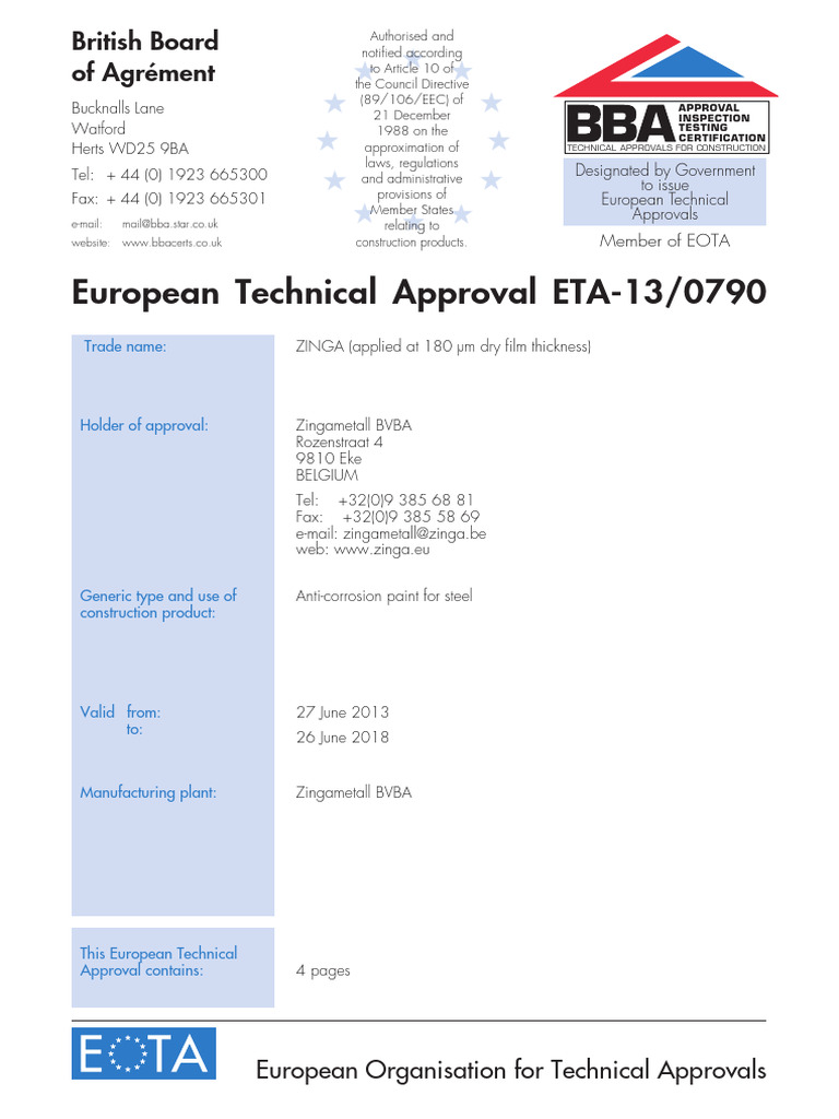 1.7- European Technical Approval (ETA) - old one | PDF