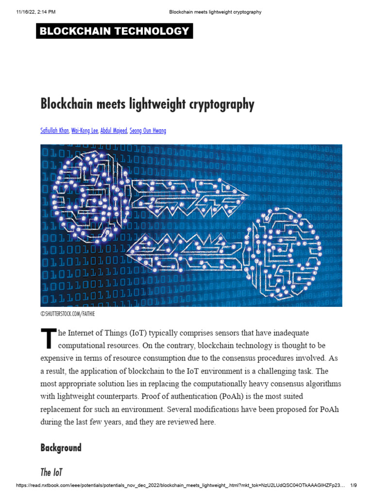Blockchain Meets Lightweight Cryptography | PDF