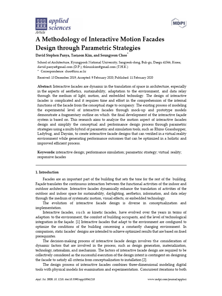 A Methodology of Interactive Motion Facades Design | PDF