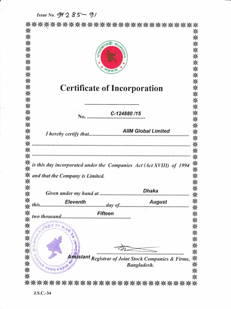 1.certificate of Incorporation | PDF