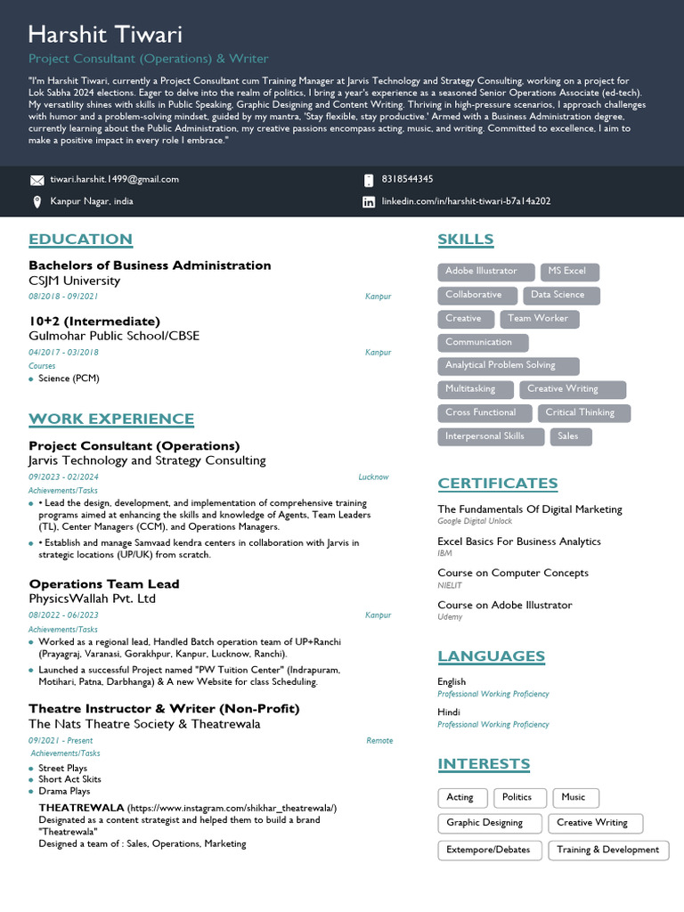 Harshit-Tiwari Resume | PDF