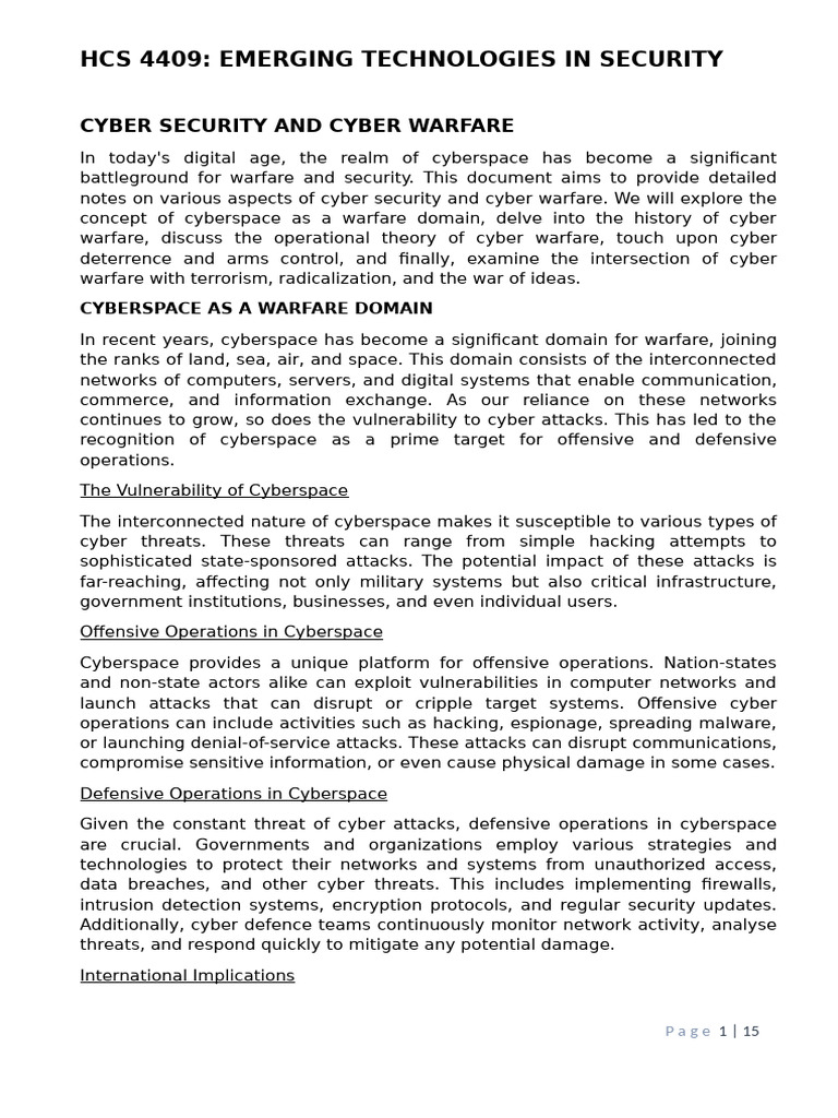 Cyber Security and Cyber Warfare | PDF