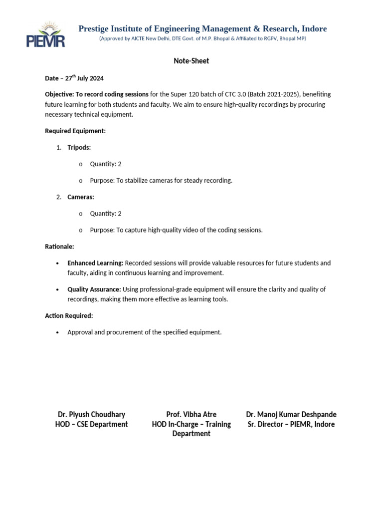 NoteSheet - Recording Sessions | PDF