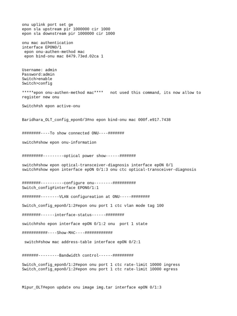 BDCOM Olt Note | PDF