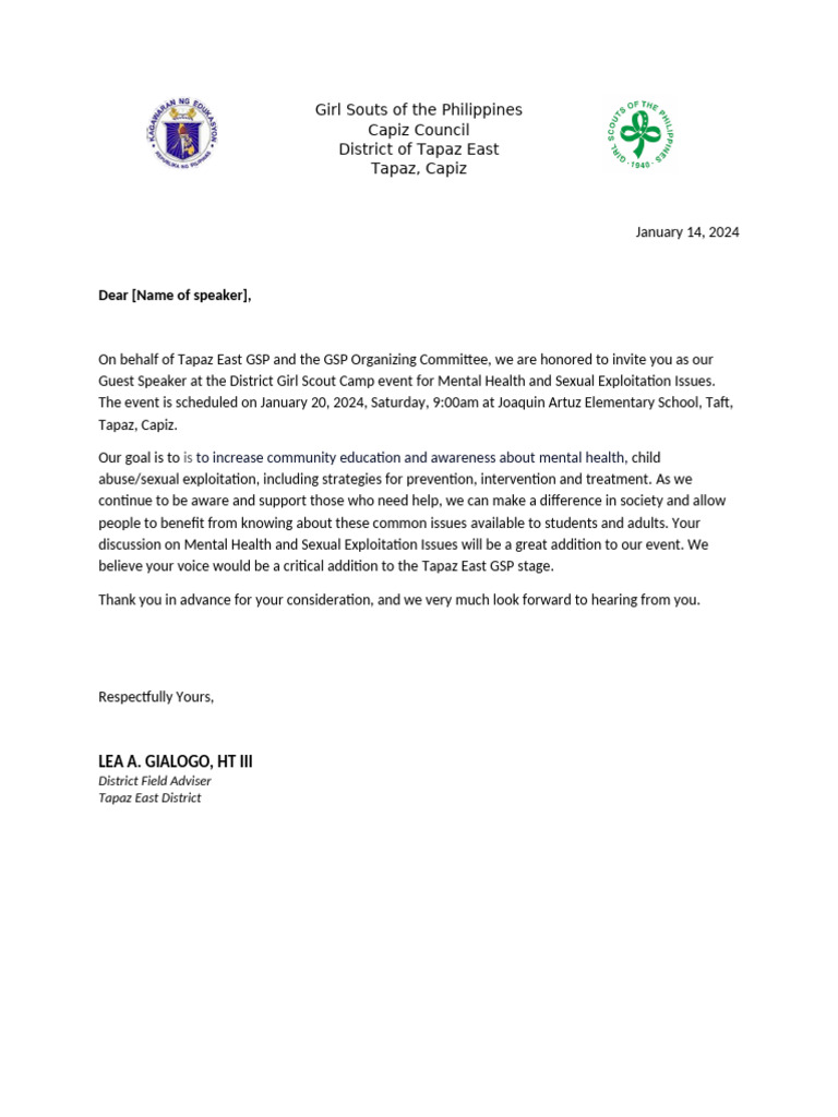 GSP Invitation Letter | PDF