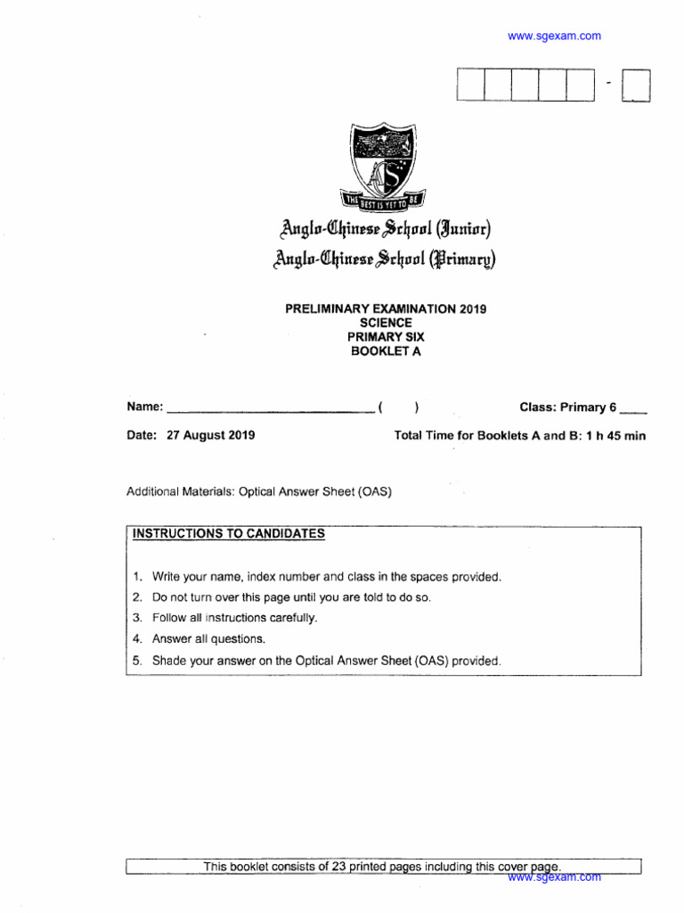 2019 p6 Science Sa2 Acs | PDF