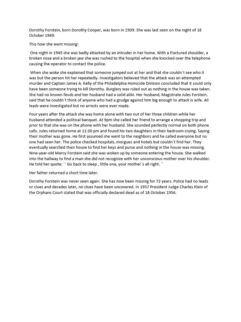 Dorothy Forstein - Eng Oral | PDF