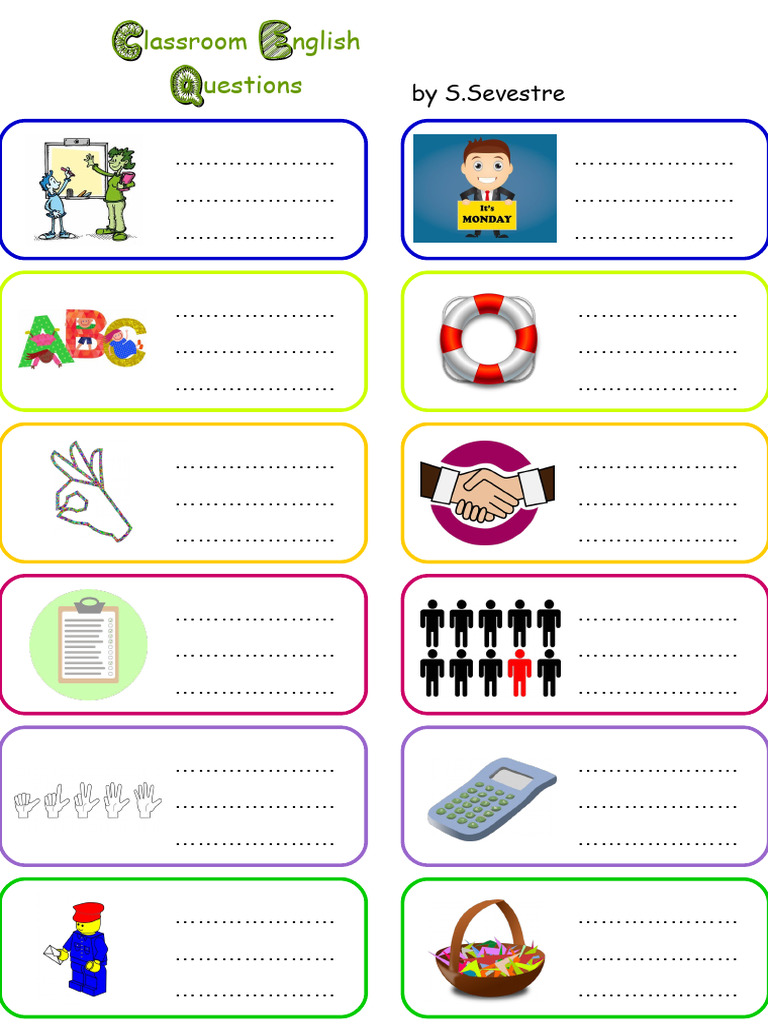 Classroom English Bookmark | PDF