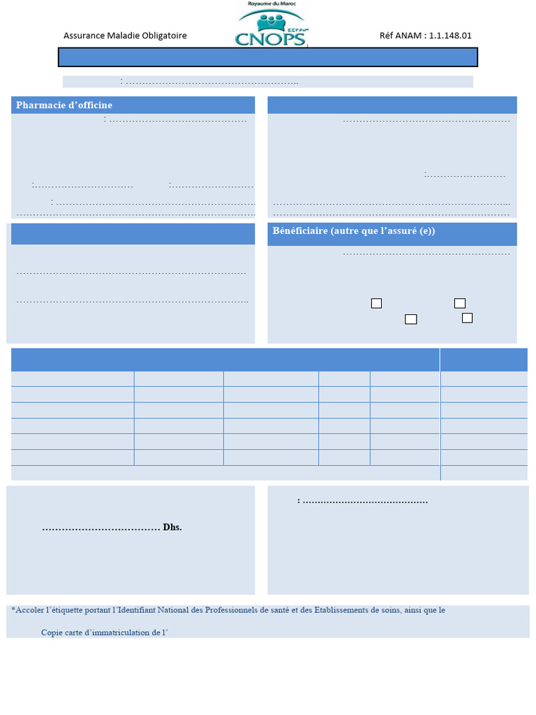 Demande-de-prise-en-charge-des-m-dicaments-CNOPS | PDF