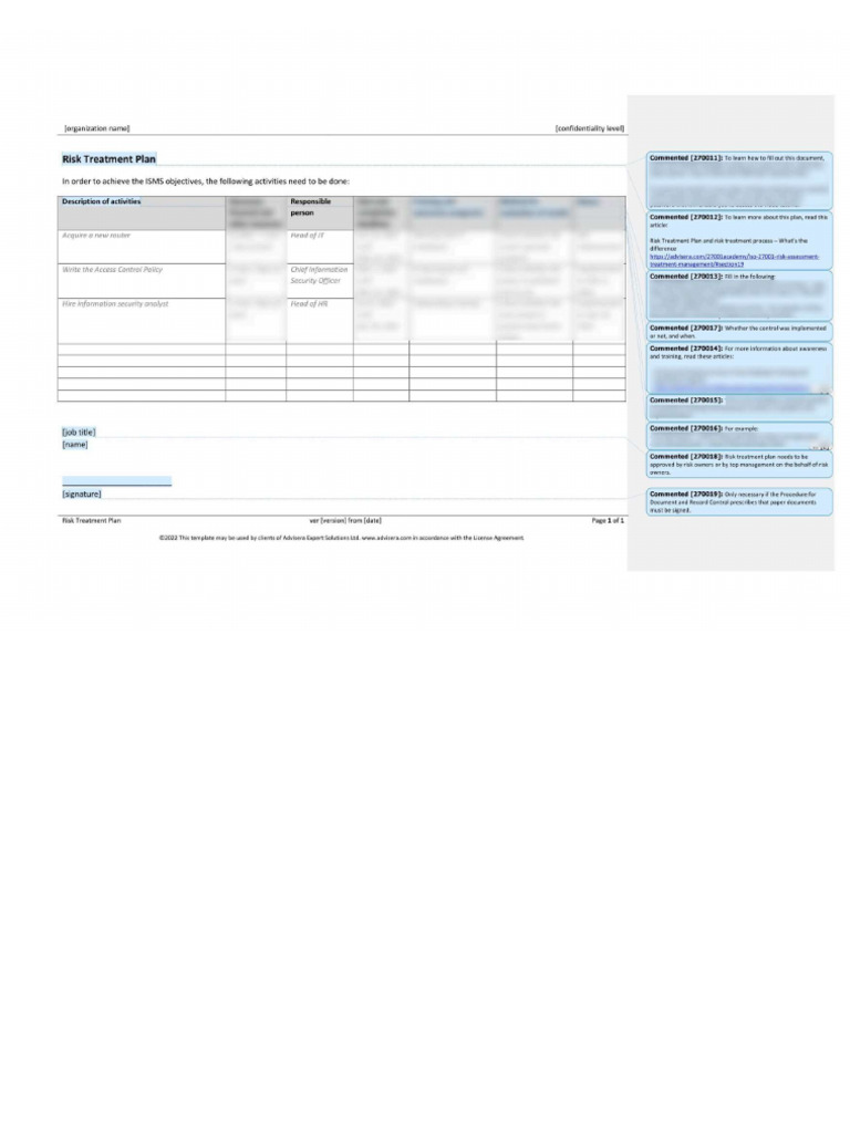 RISK TREATMENT PLAN | PDF