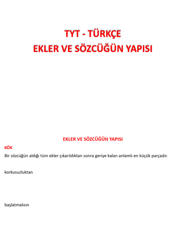 Ekler Sozcuk Yapisi Turk | PDF