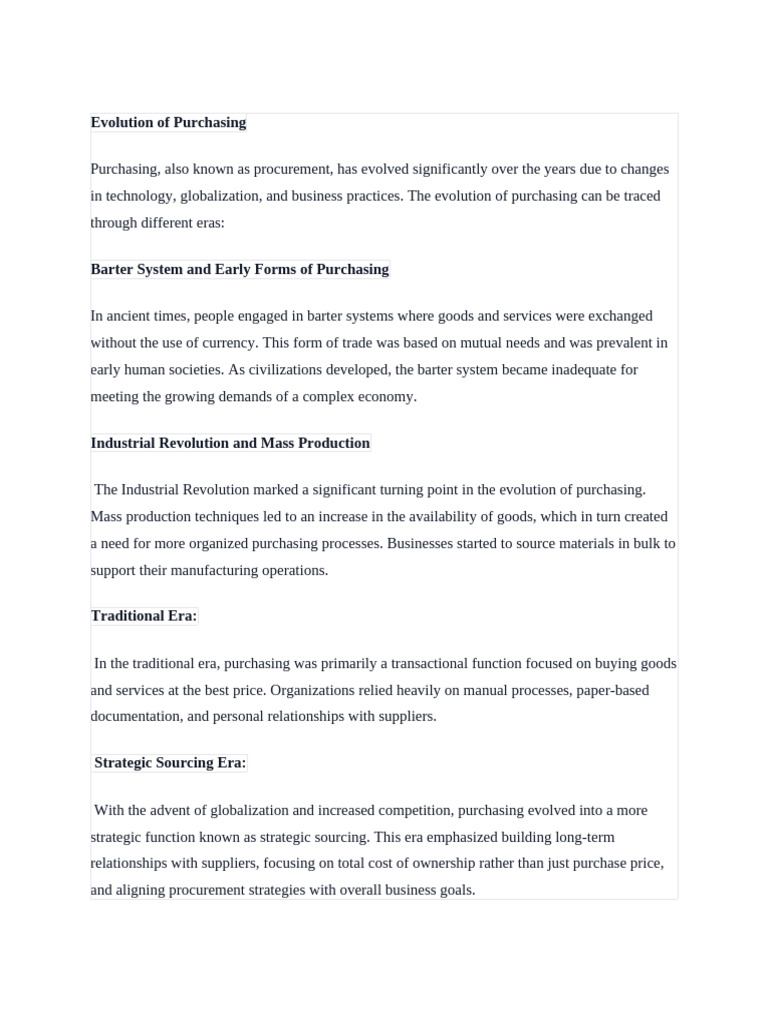 Evolution of Purchasing | PDF