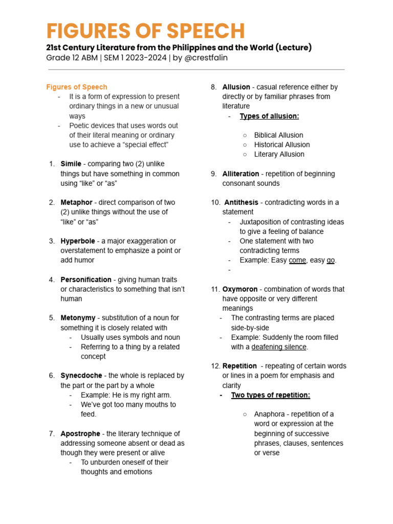 HUM1 - Figures of Speech | PDF