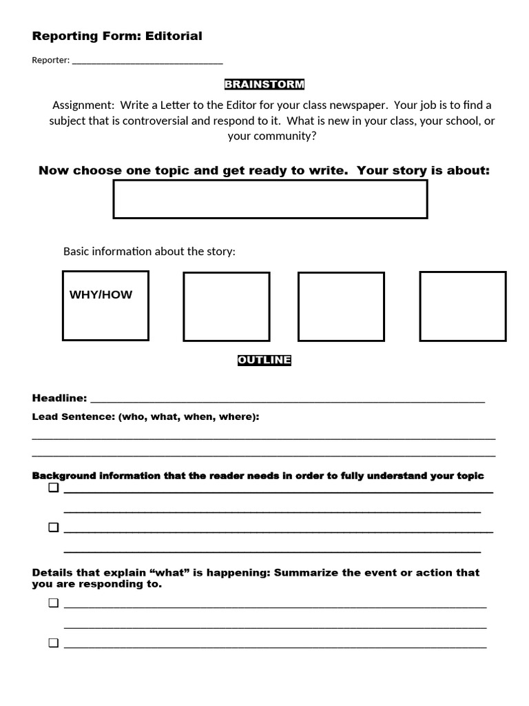 Editorial Reporting Form | PDF