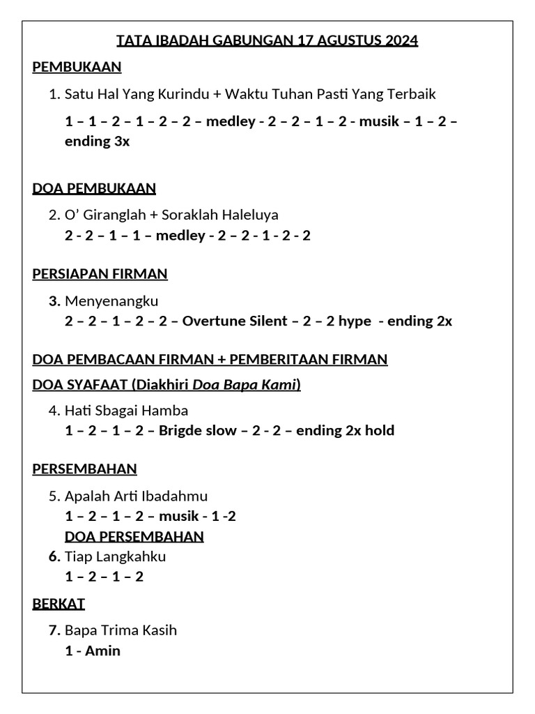 Tim Musik 17 Agustus 2024 | PDF