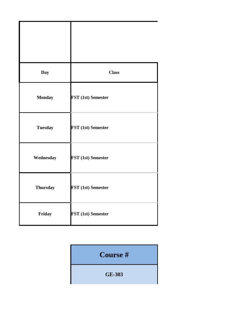 Tentative Time Table FST 1st Winter 2024-225 | PDF
