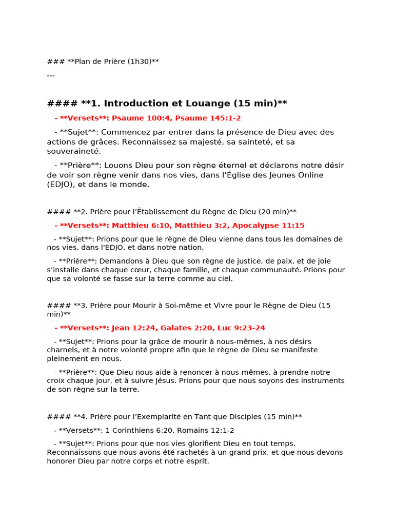 Plan de Prière | PDF