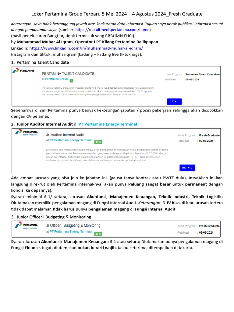 Tips and Trick Melamar Di Pertamina Group | PDF