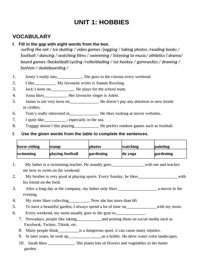 UNIT 1-Vocabulary | PDF