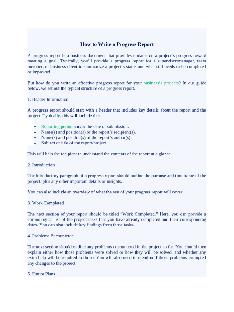 Session 6 How To Write A Progress Report | PDF | Software | Business