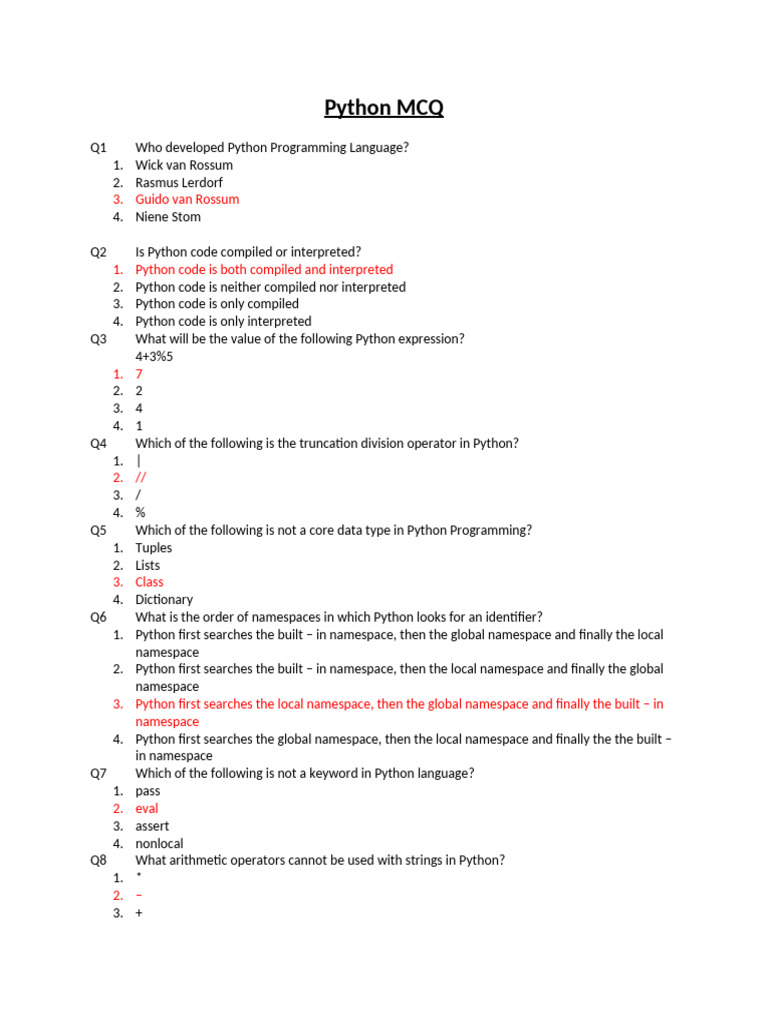 Python MCQ | PDF