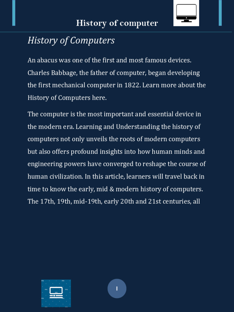 History of Computers | PDF