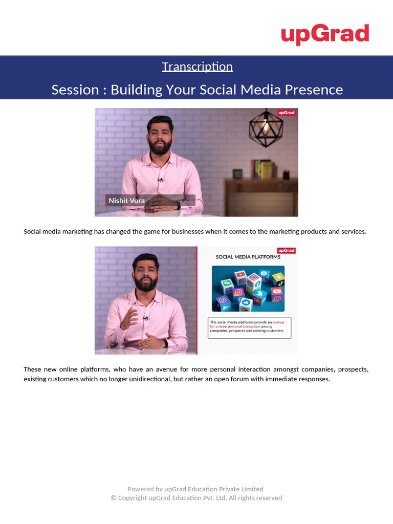 Session: Building Your Social Media Presence: Transcription | PDF