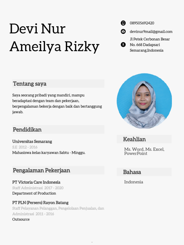 Devi-CV Lamaran Pekerjaan | PDF