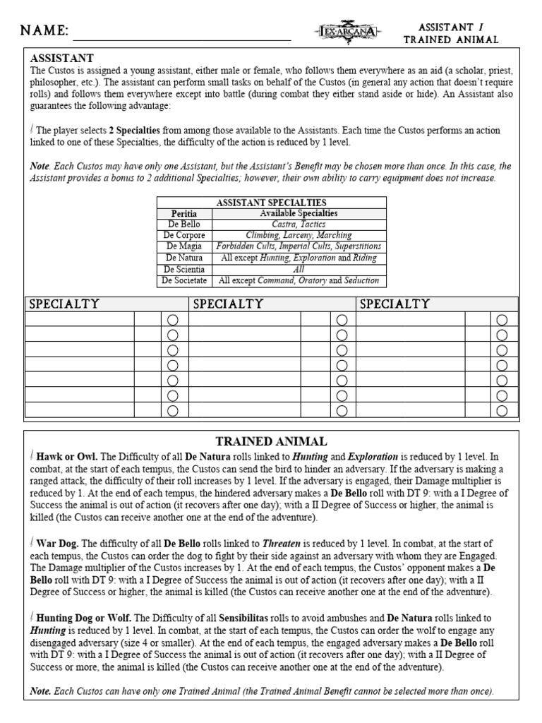 My Assistat-Trained Animal Sheet | PDF