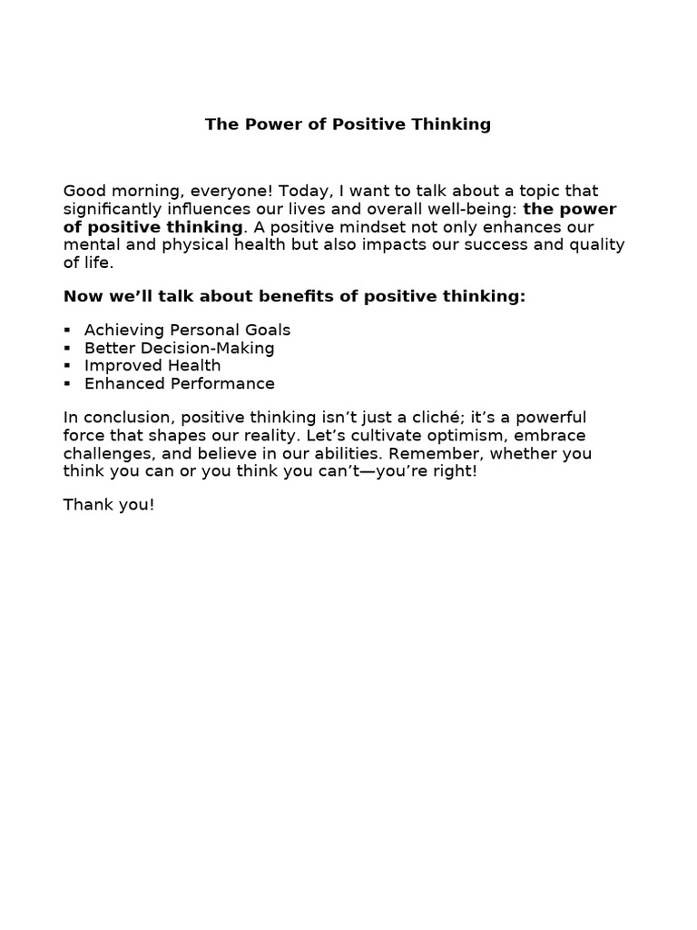 The Power of Positive Thinking | PDF