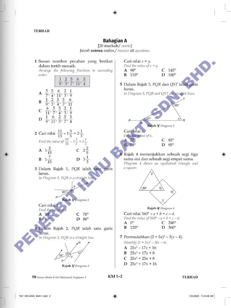 Maths Form 1 Pdf