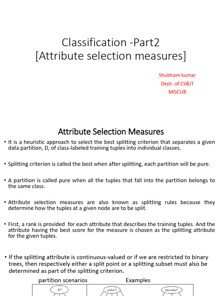 Attribute Selection Measures | PDF | Algorithms And Data Structures | Teaching Methods & Materials