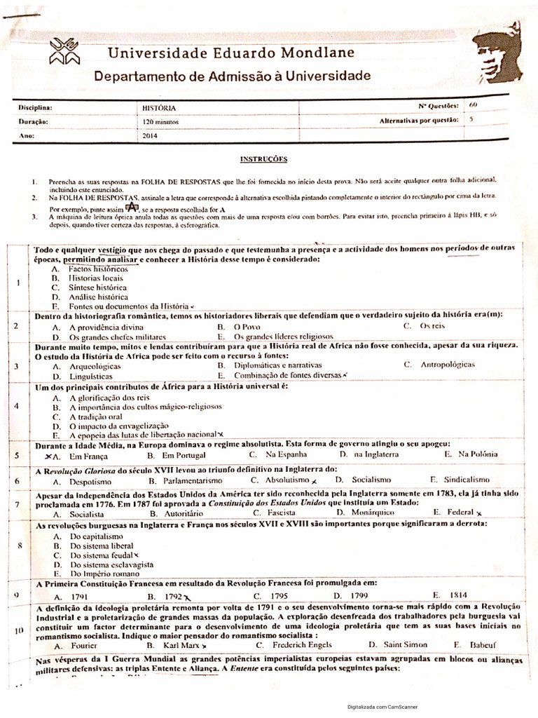 Exame Da UEM 2014 | PDF