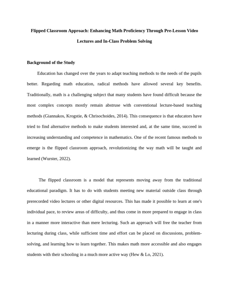 FinalFlipped Classroom Approach Enhancing Math Proficiency Through Pre Lesson Video Lectures and ...