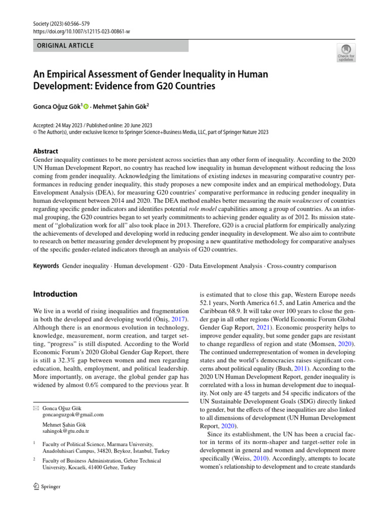 VIP 2nd Paper Pattern. An Empirical Assessment of Gender Inequality in ...