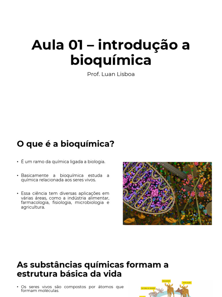 Aula 01 - Introdução À Bioquímica PDF | PDF