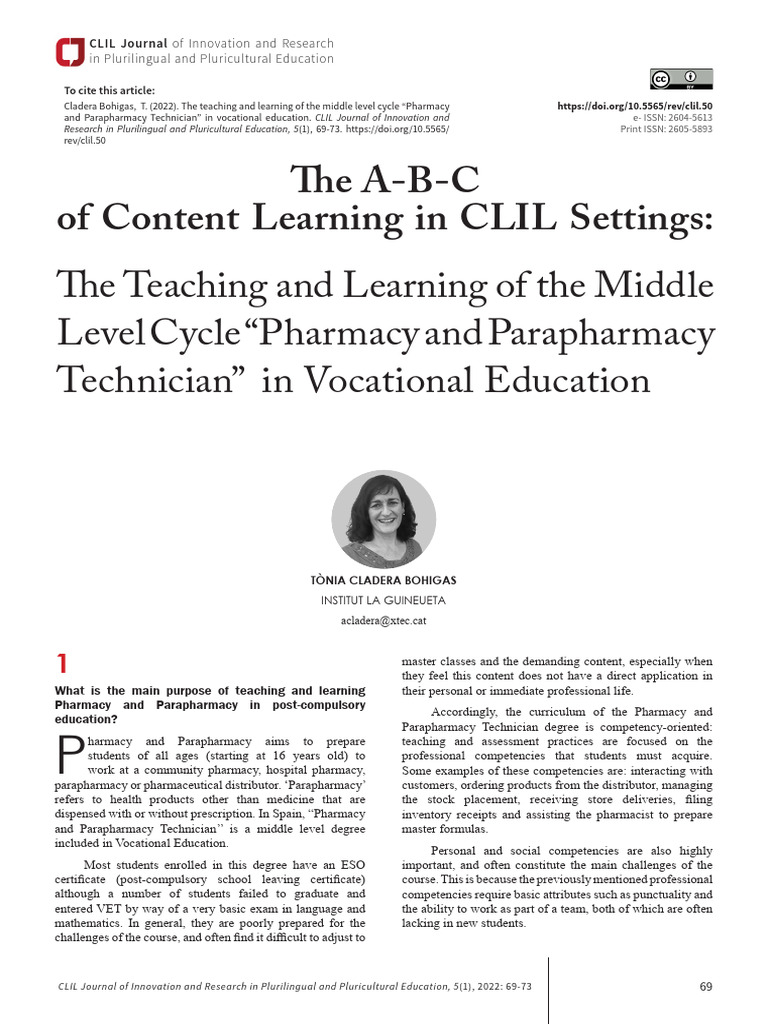 The Teaching and Learning of The Middle Level Cycle Pharmacy and ...