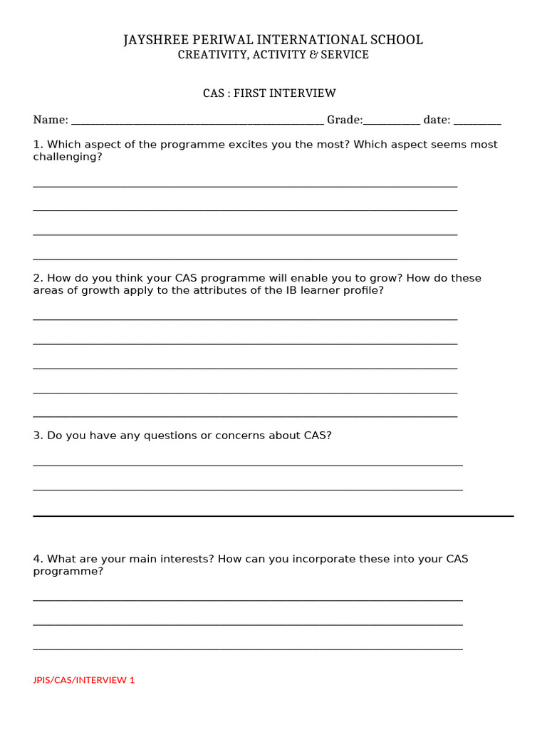 CAS Interview 1 | PDF