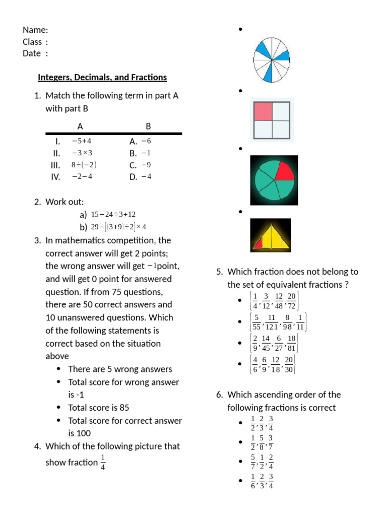Daily Test Bilbul, desimal, pecahan 24-25 | PDF Daily Test Bilbul, desimal, pecahan 24-25 | PDF