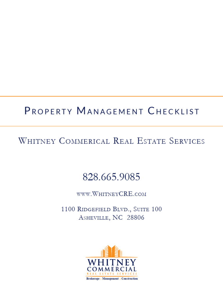Property Management Checklist - Whitney Commercial Real Estate | PDF