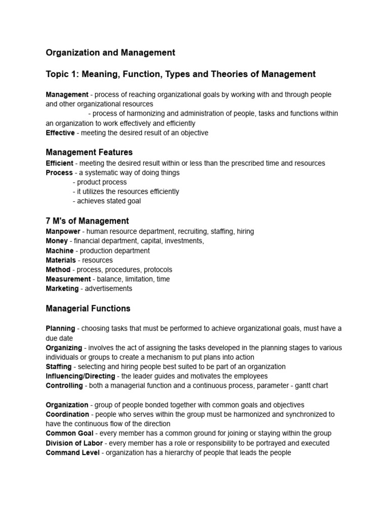 Organization and Management | PDF